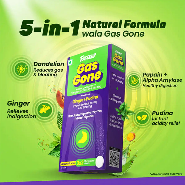 Fast&Up Gas Gone Tablets for Bloating & Acidity Relief