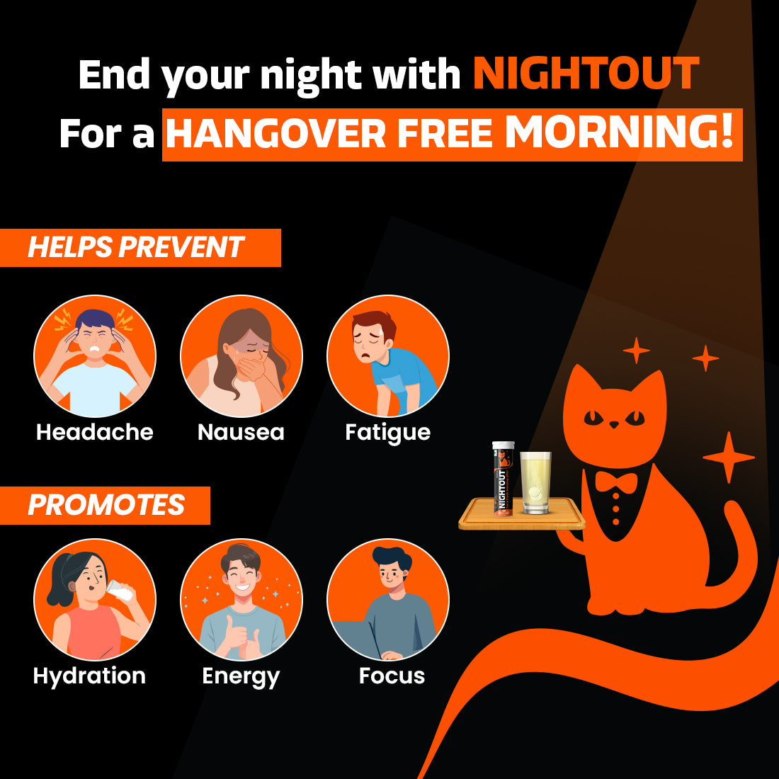 NightOut - Instant Hangover Relief Tablets - Fizzy Lemon